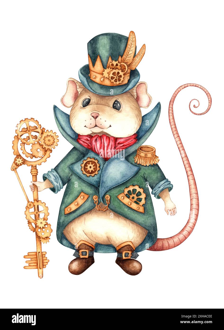Mouse king in steampunk fairy tale nutcracker watercolor illustration ...