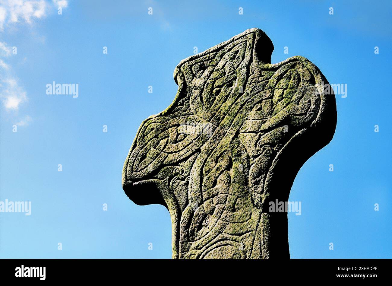 The Carndonagh Cross. Early Celtic Christian curvilinear style carved ...