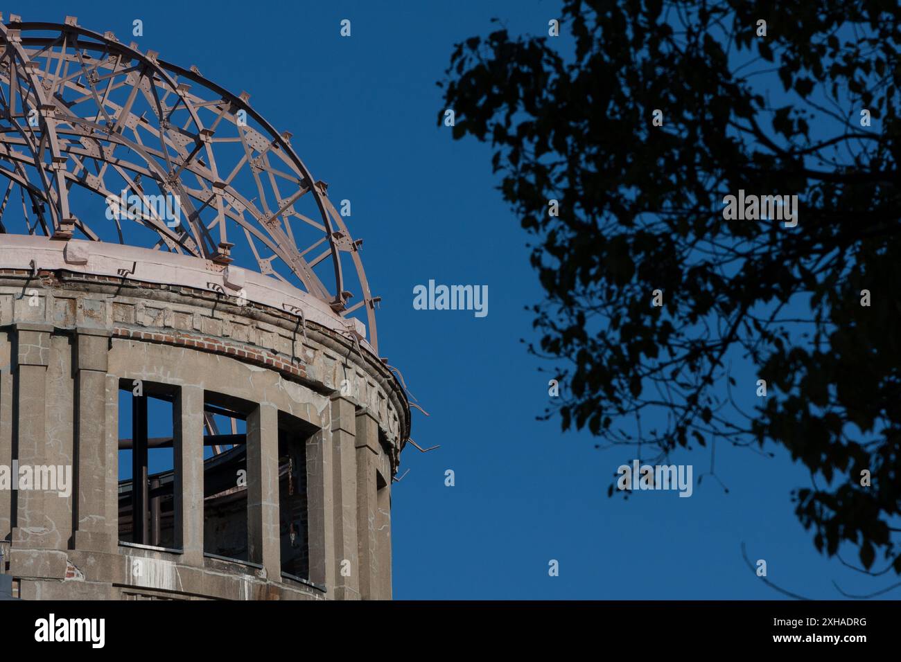 The Atomic Bomb dome among winter trees in Hiroshima, Japan Stock Photo ...