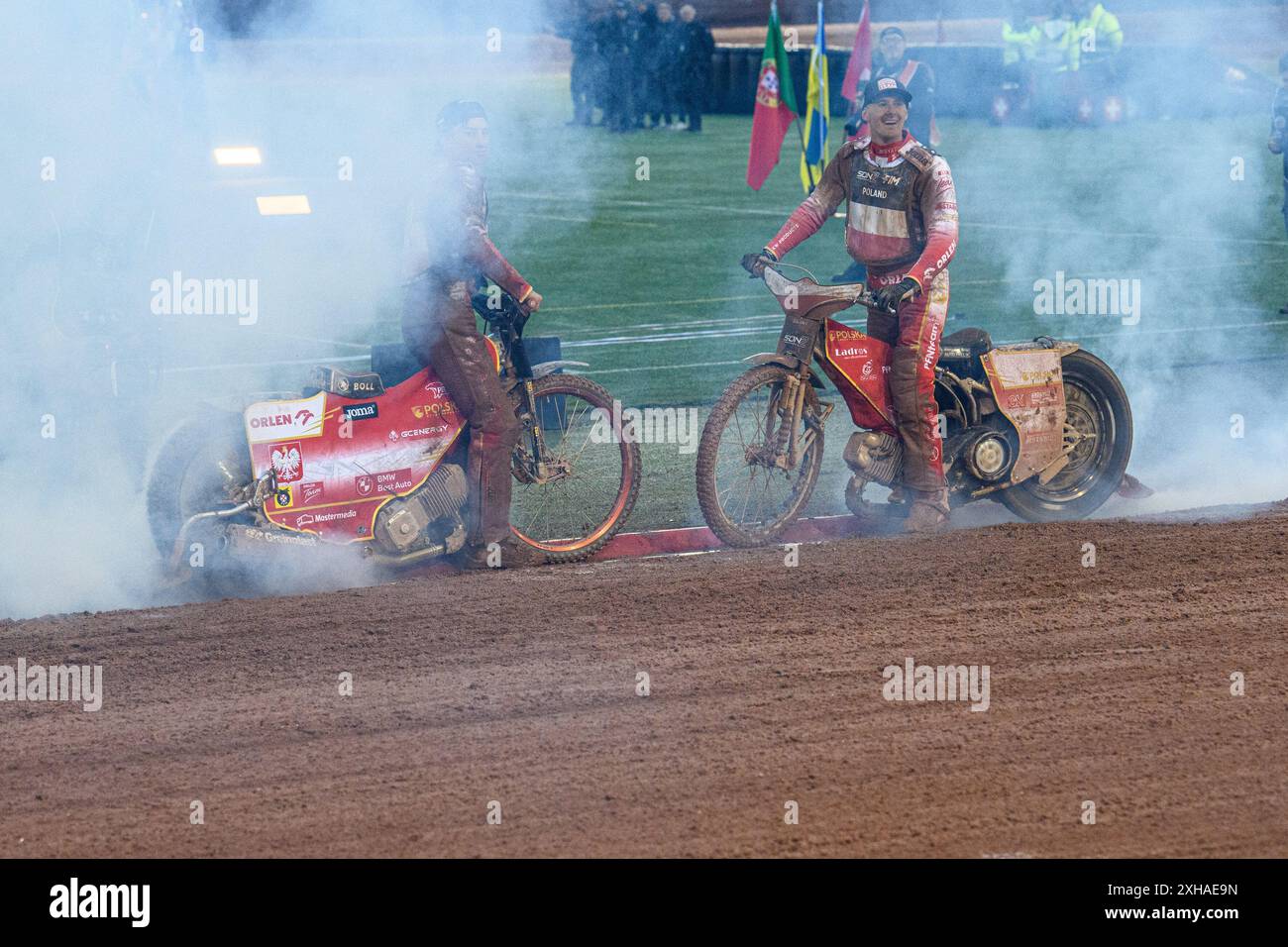 Polish riders do a celebratory burn out during the Monster Energy FIM ...