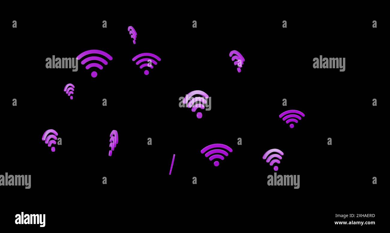 Wi-Fi symbols floating in dark background, representing wireless ...