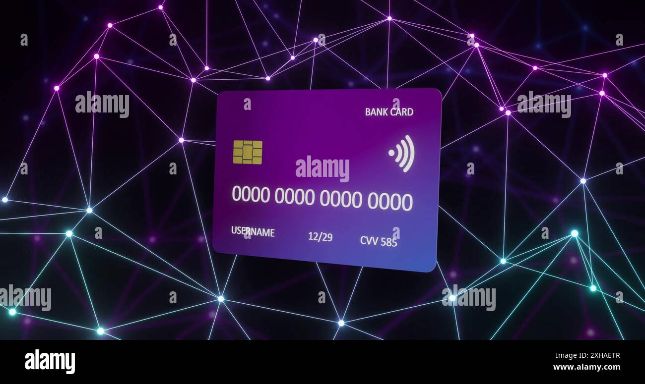 Digital bank card with chip and contactless payment symbol on ...