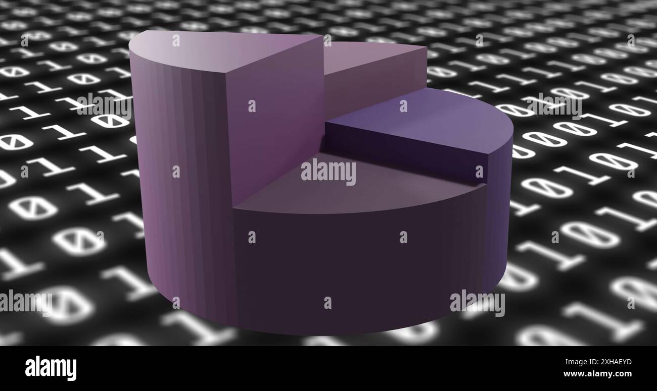 3D pie chart against binary code background, representing financial ...