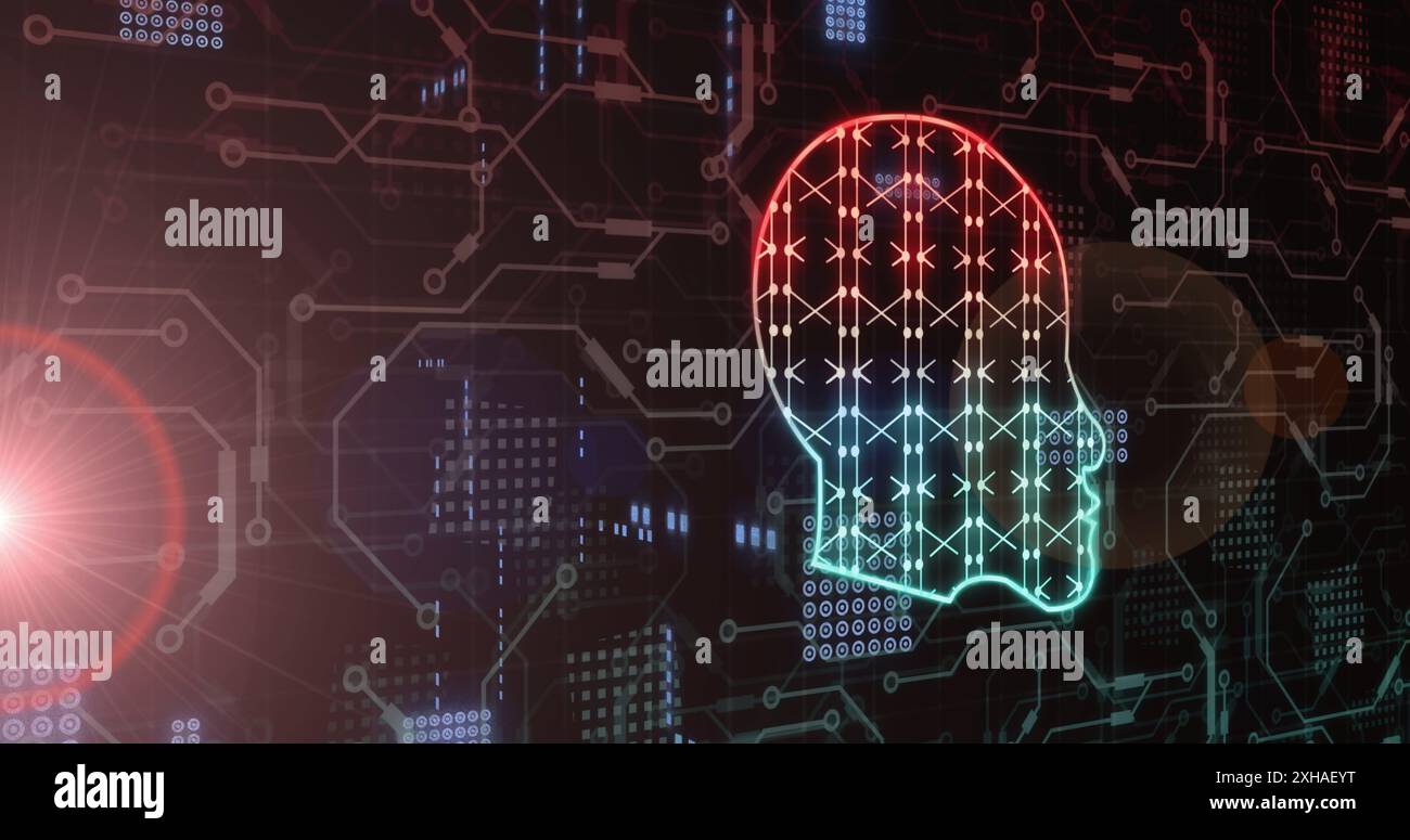 Digital brain illustration with circuit board, representing AI technology. innovation ...