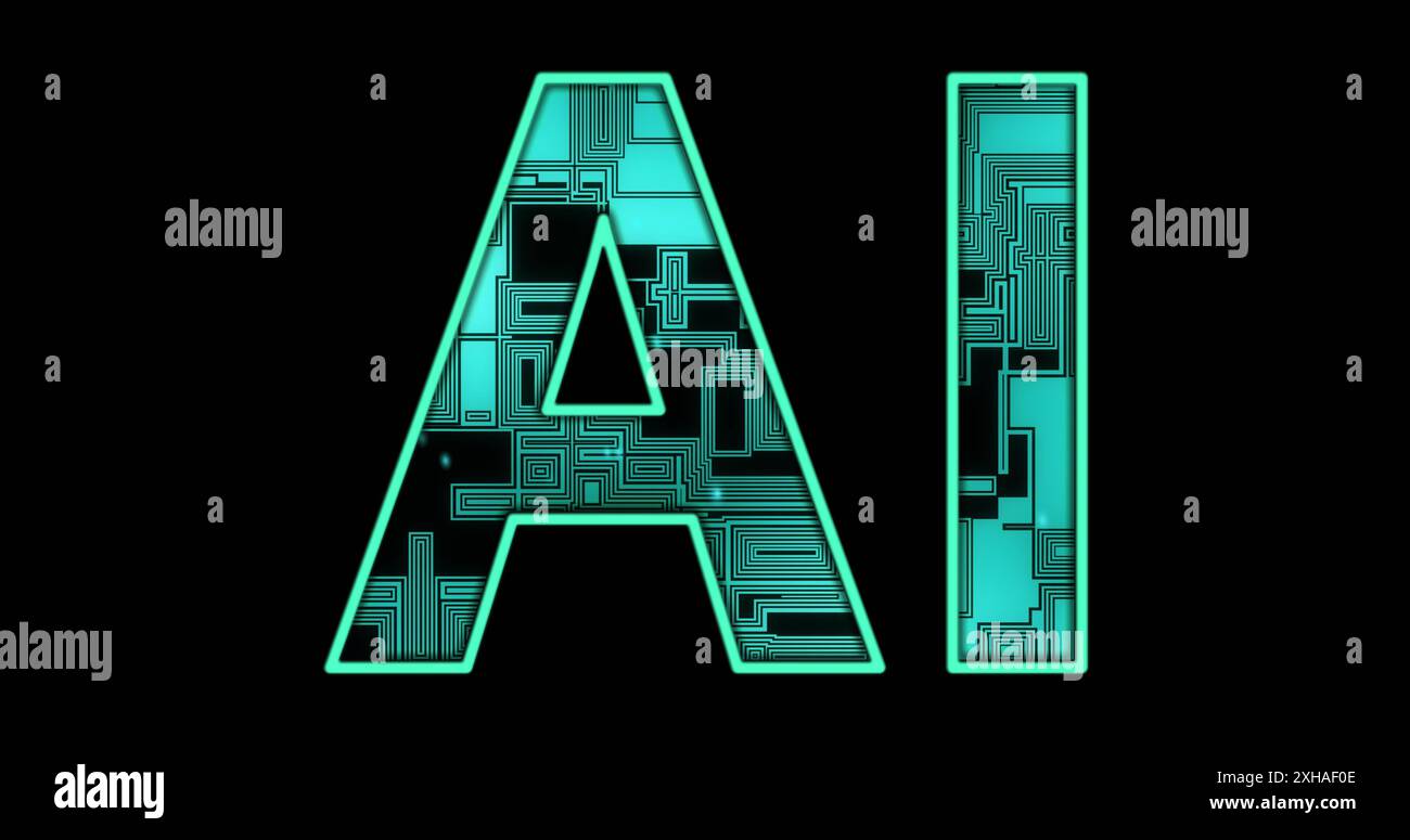 AI letters with circuit board design representing artificial ...