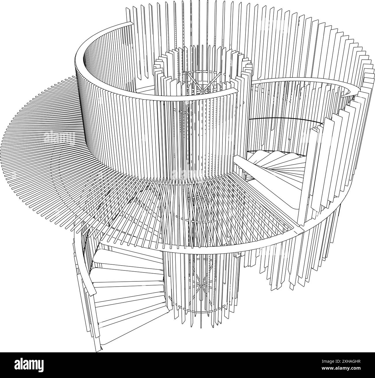Spiral Staircases Vector. Illustration Isolated On White Background. A ...