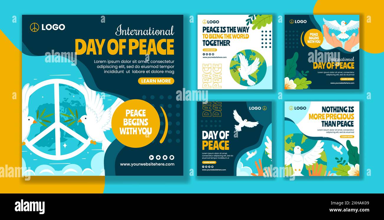 International Peace Day Social Media Post Flat Cartoon Hand Drawn ...