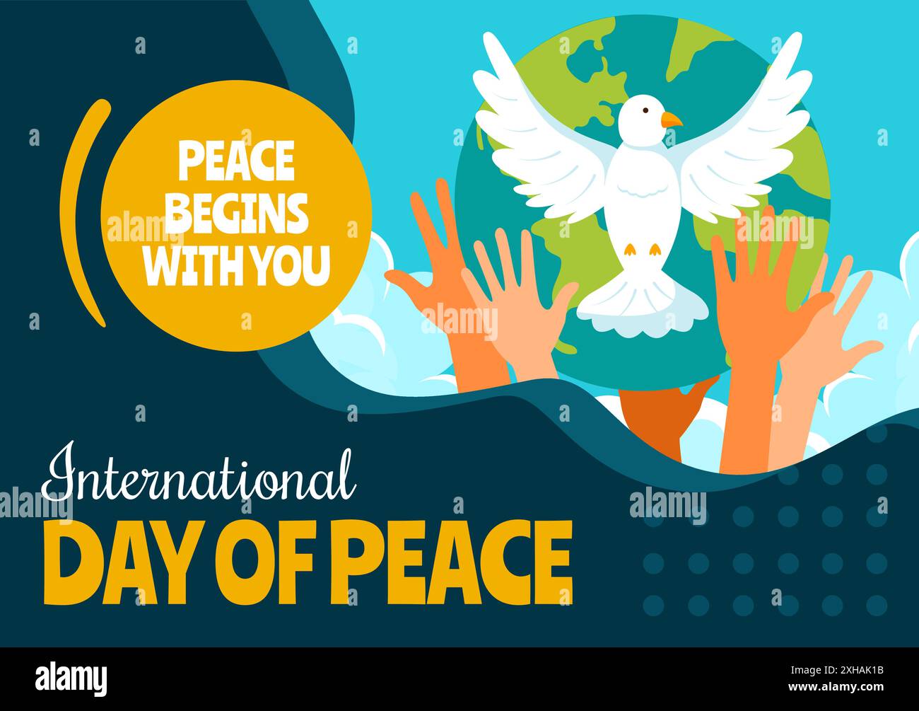 International Peace Day Social Media Background Flat Cartoon Hand Drawn ...