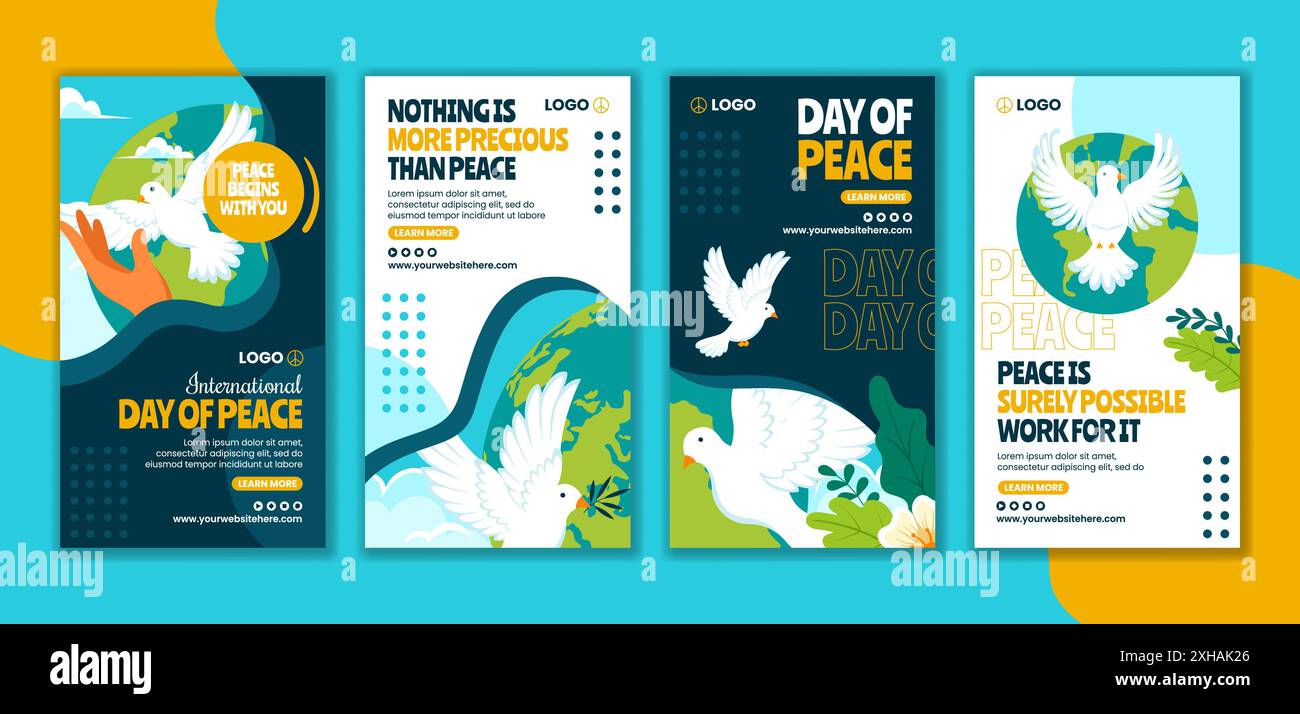 International Peace Day Social Media Stories Cartoon Hand Drawn ...