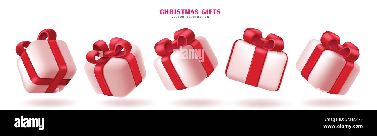 Wrapped present boxes red Stock Vector Images - Alamy