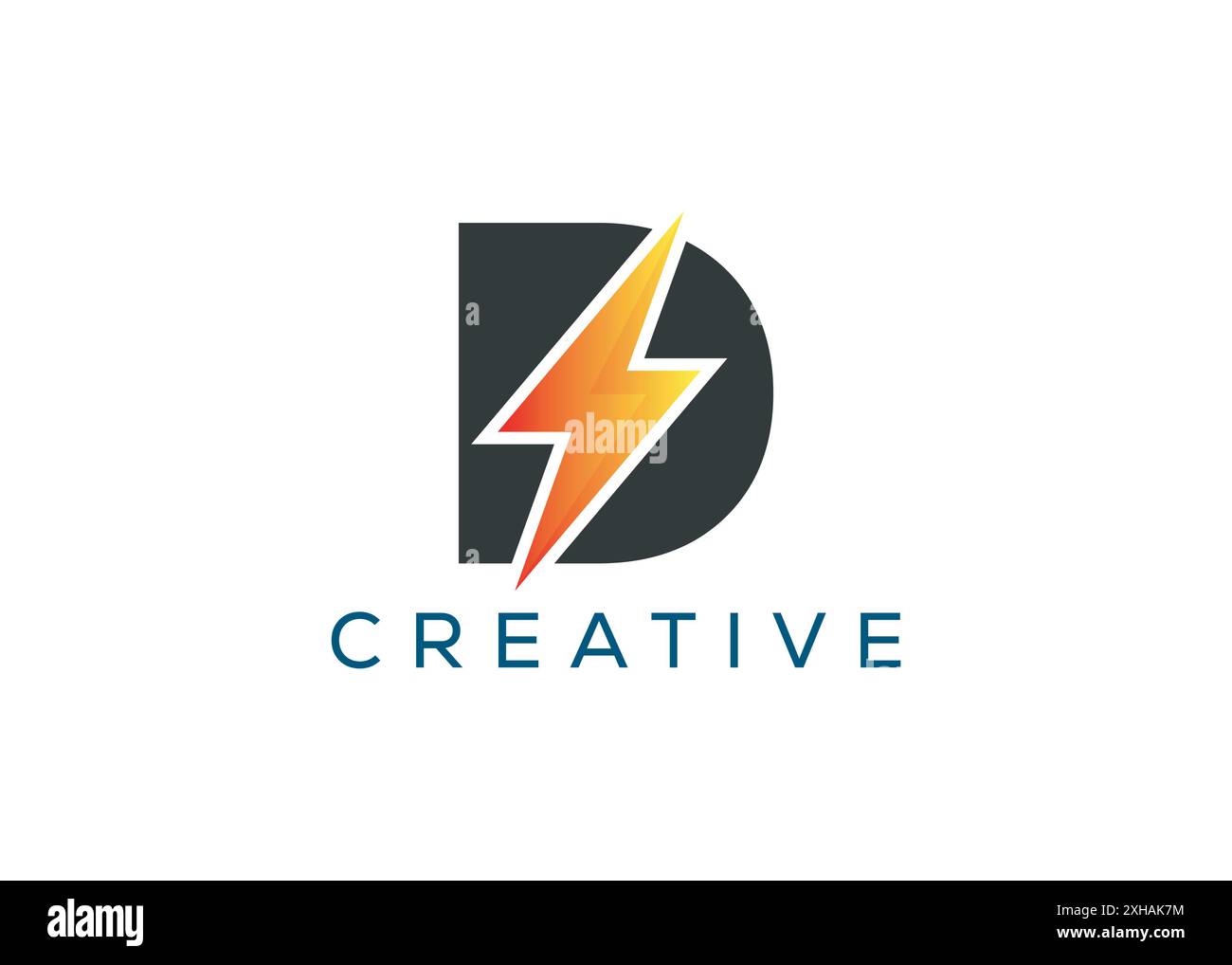 Minimal and professional Letter D thunder logo design template Stock ...