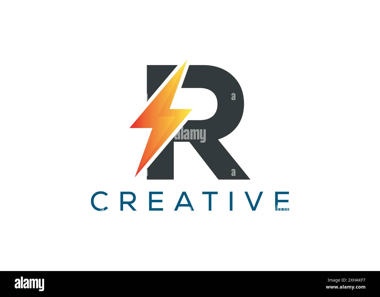 Minimal and professional Letter R thunder logo design template Stock ...