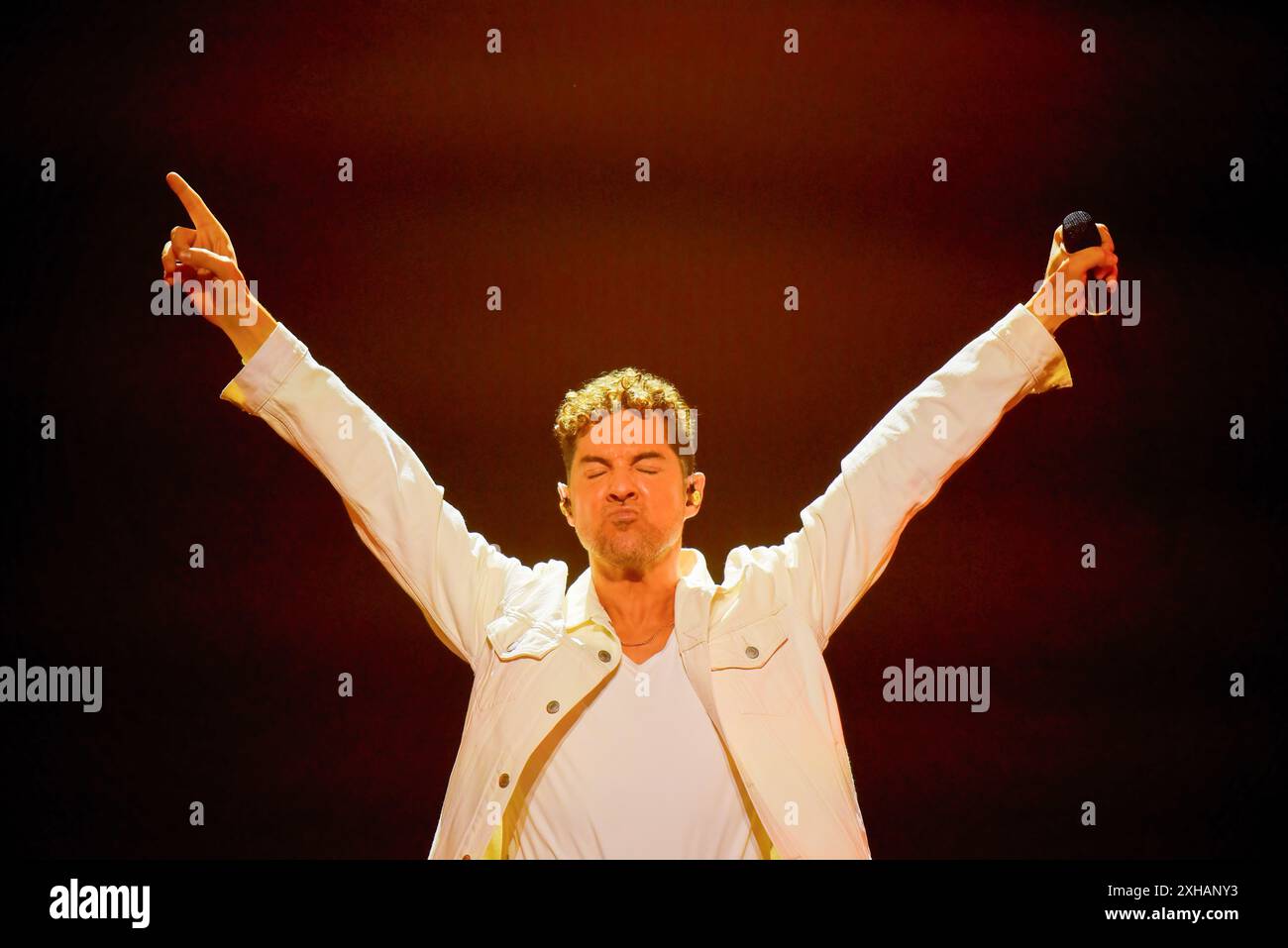The Spanish singer David Bisbal performs during a concert at San Miguel ...
