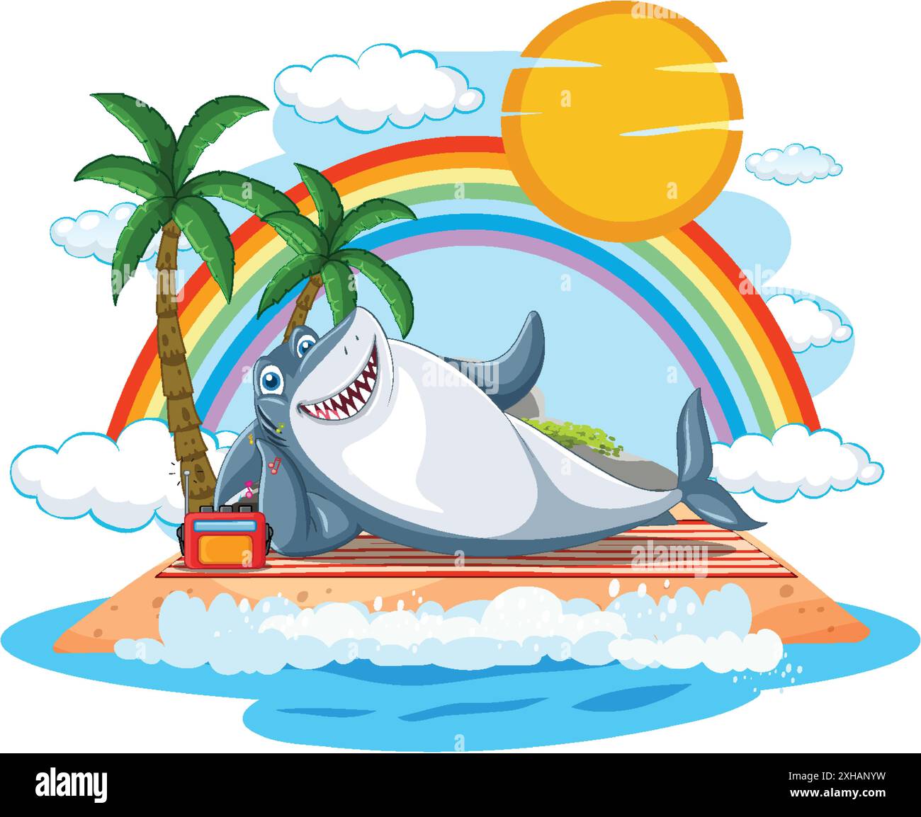 A happy shark lounging under a rainbow Stock Vector Image & Art - Alamy