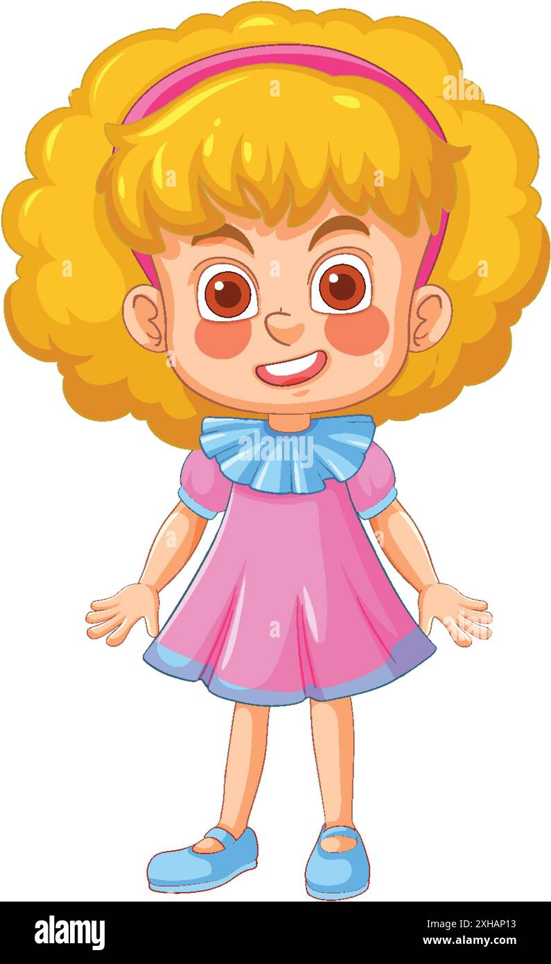 Happy girl with curly hair and blue shoes Stock Vector Image & Art - Alamy
