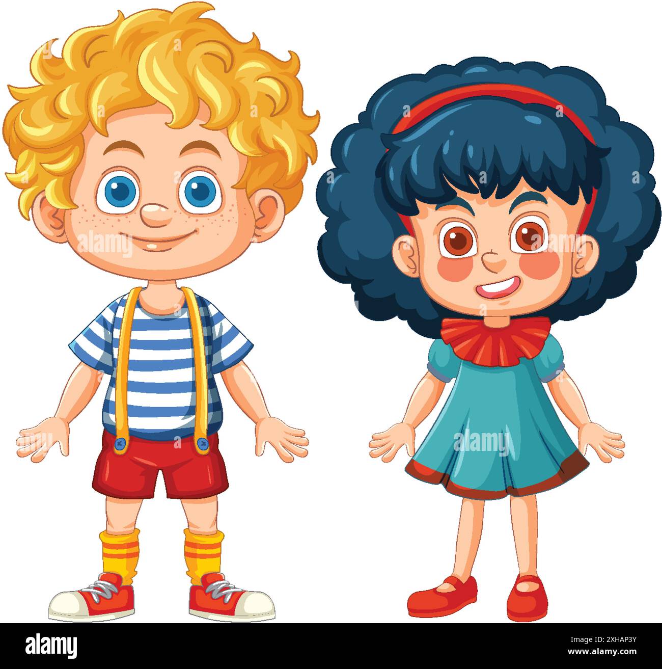 Two kids smiling and standing side by side Stock Vector Image & Art - Alamy