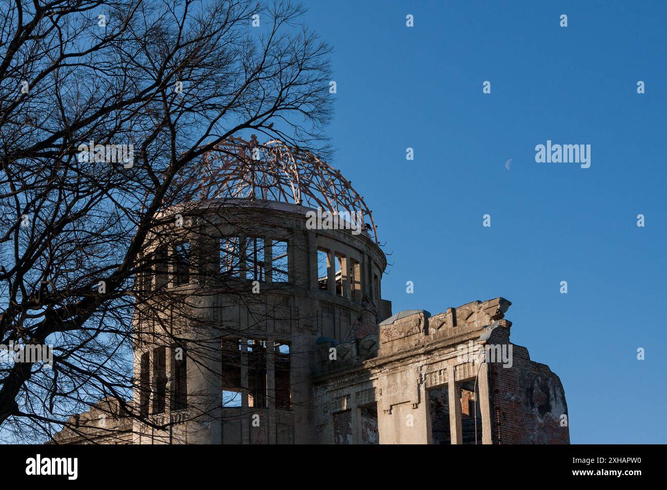 The Atomic Bomb Dome among winter trees in Hiroshima. Originally the ...