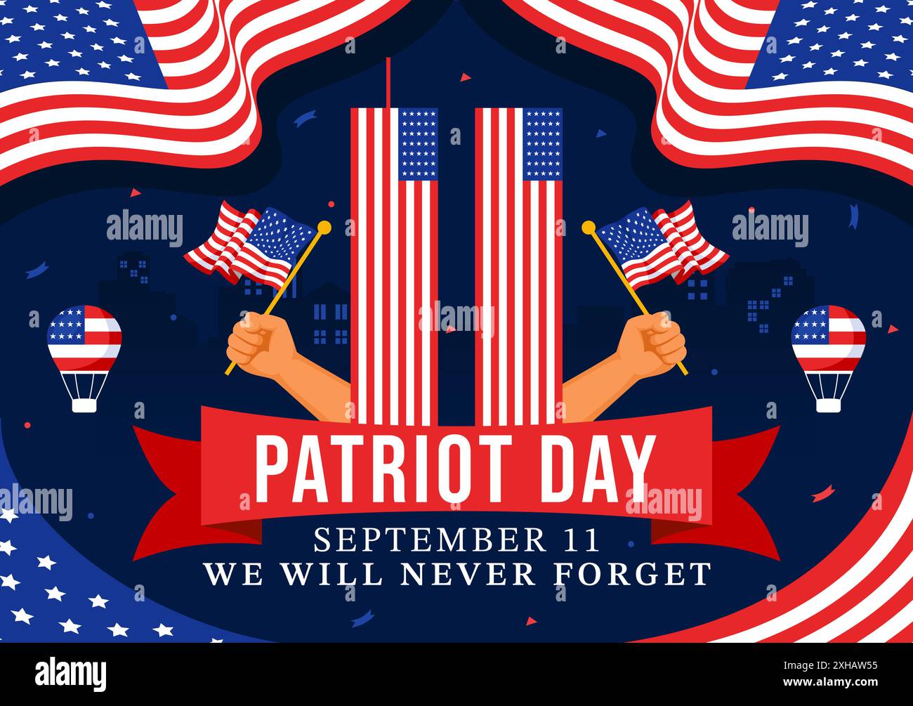 Happy USA Patriot Day Vector Illustration featuring the United States ...
