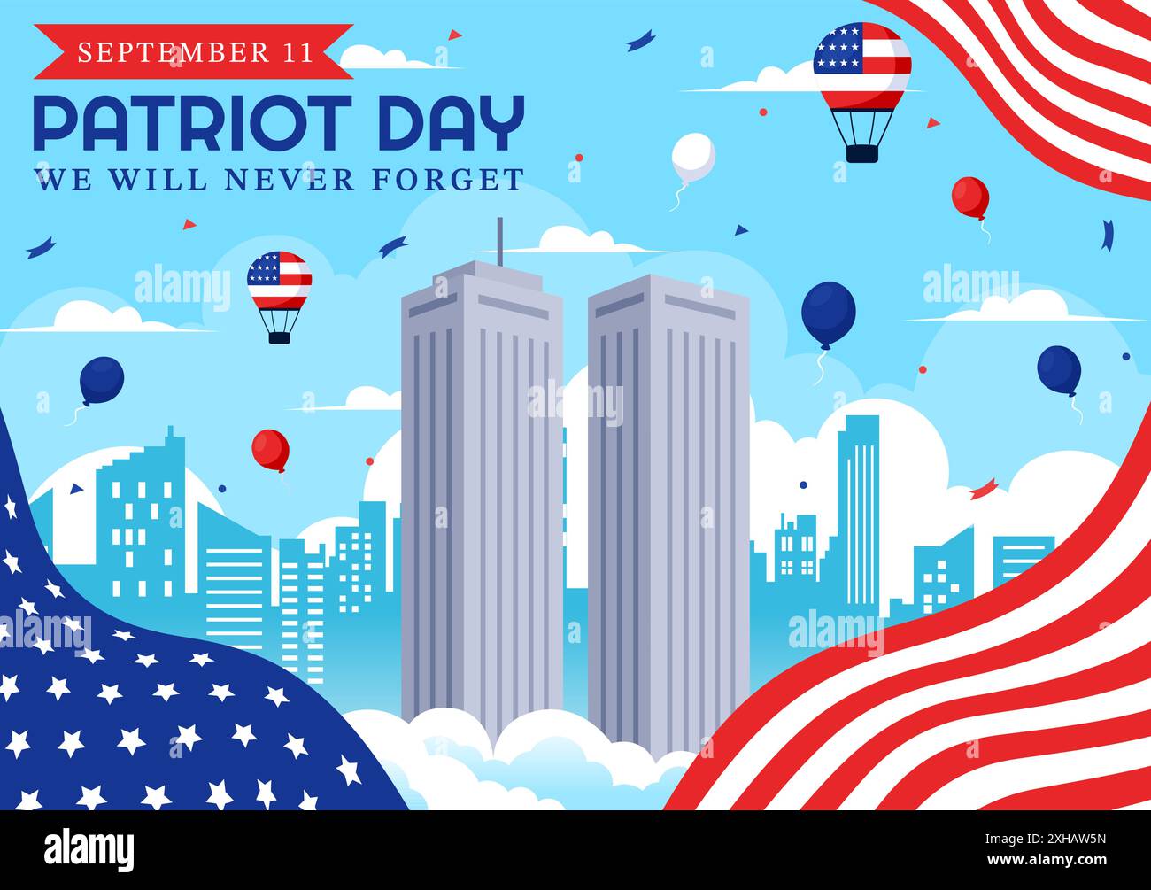 Happy USA Patriot Day Vector Illustration featuring the United States ...