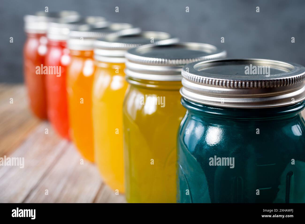 Row glass jars home hi-res stock photography and images - Alamy