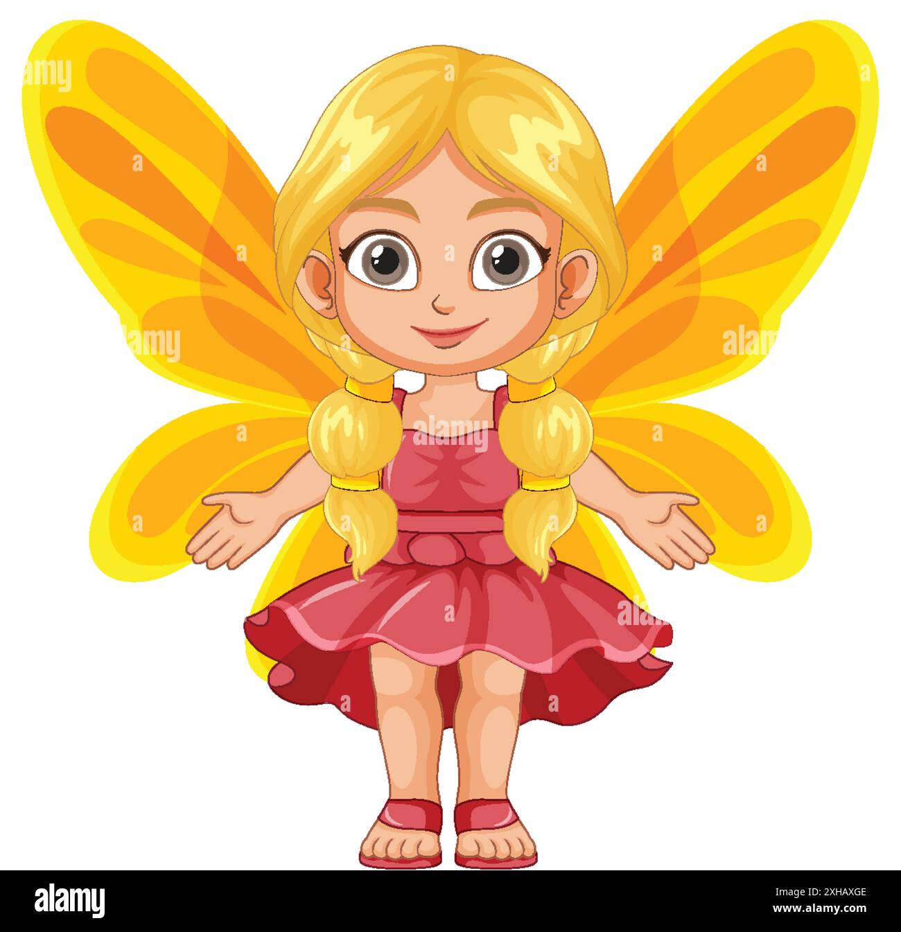 Blonde fairy in red dress smiling Stock Vector Image & Art - Alamy