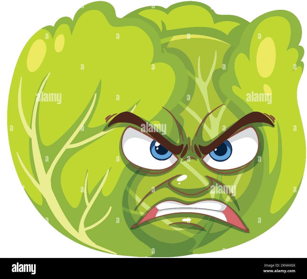Illustration of an angry lettuce with expressive face Stock Vector ...