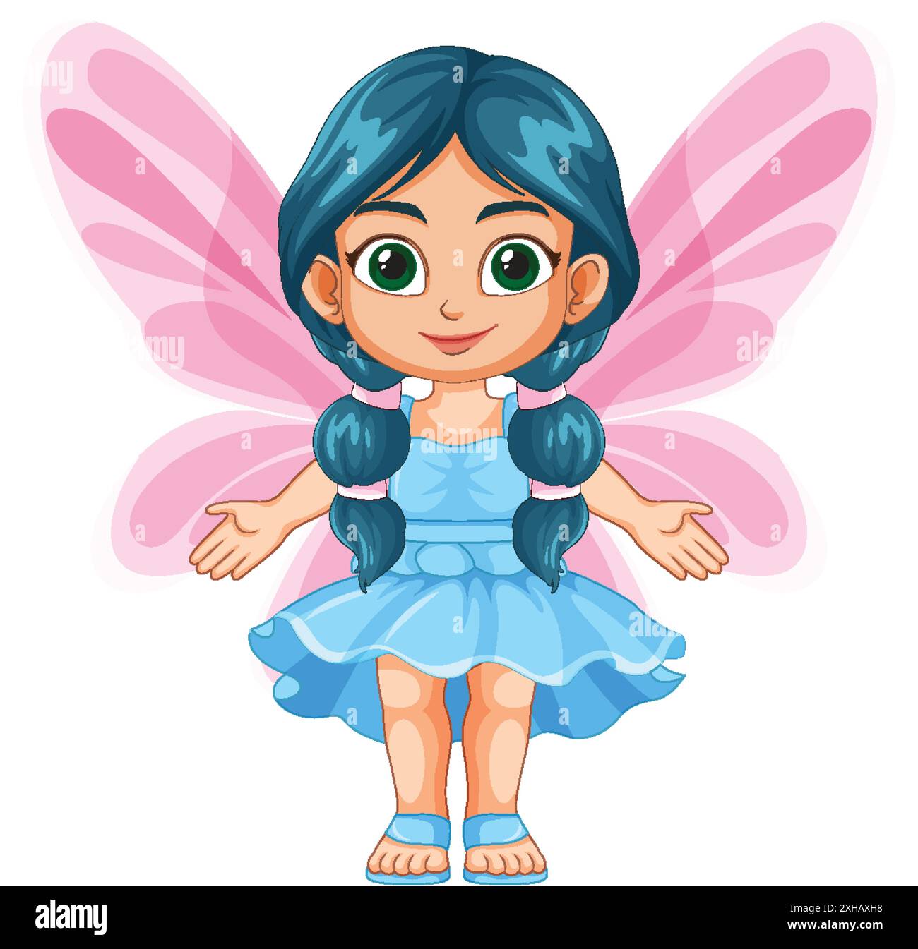 Smiling fairy girl with blue dress and wings Stock Vector Image & Art ...
