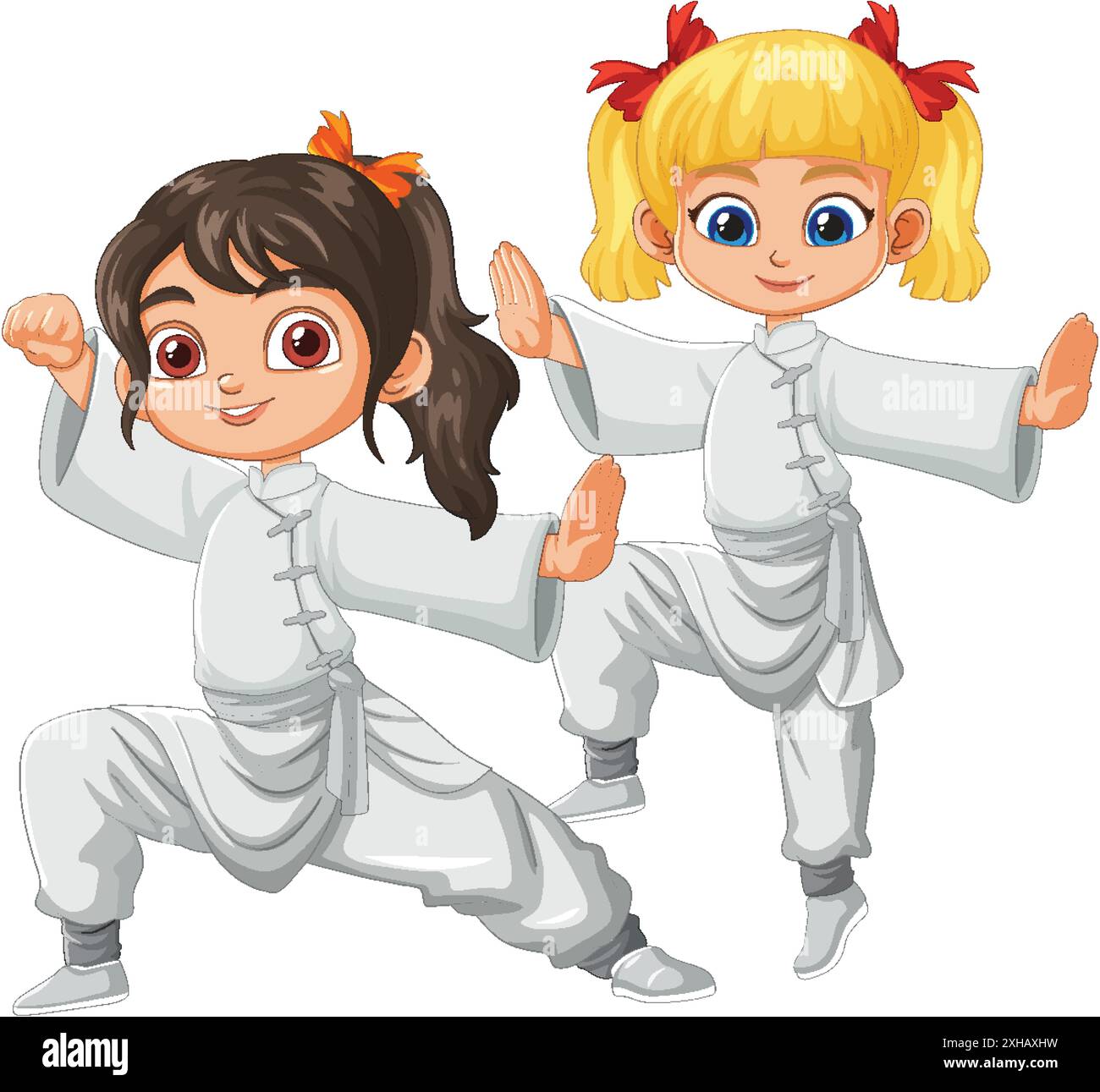 Two children in martial arts poses Stock Vector Image & Art - Alamy