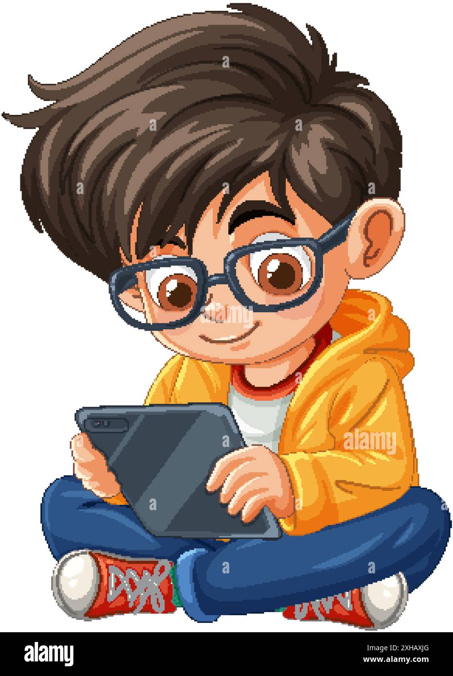 Young boy using a digital tablet Stock Vector Image & Art - Alamy