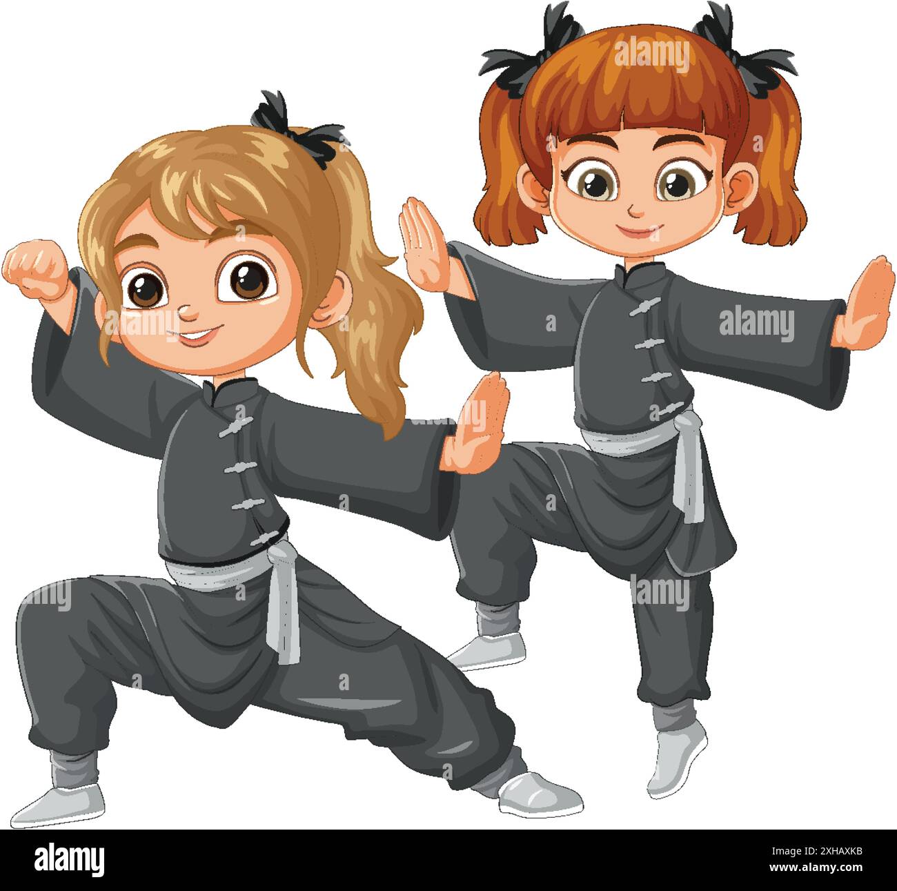 Two children in martial arts poses Stock Vector Image & Art - Alamy