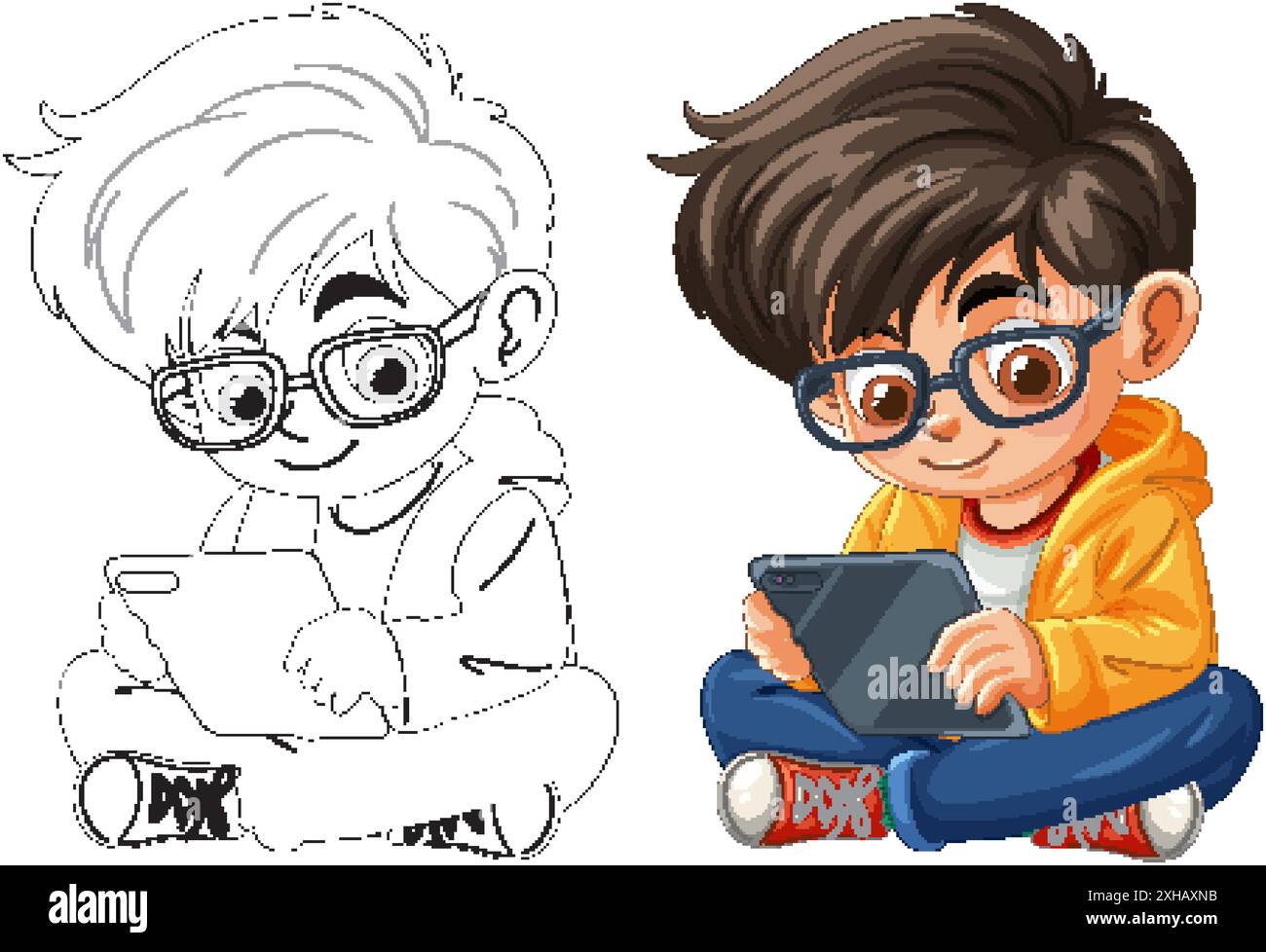 Kid using tablet drawing hi-res stock photography and images - Alamy