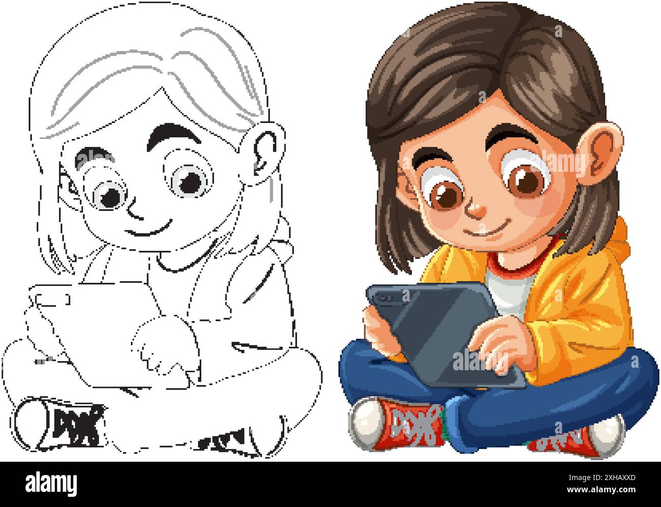 Kid using tablet drawing hi-res stock photography and images - Alamy