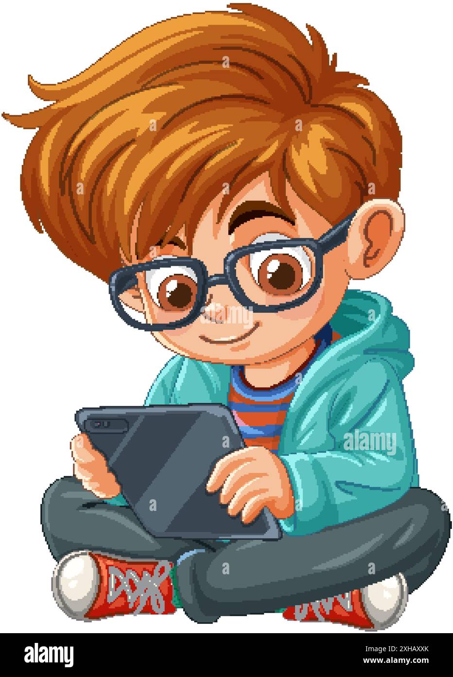 Boy playing tablet Stock Vector Images - Alamy