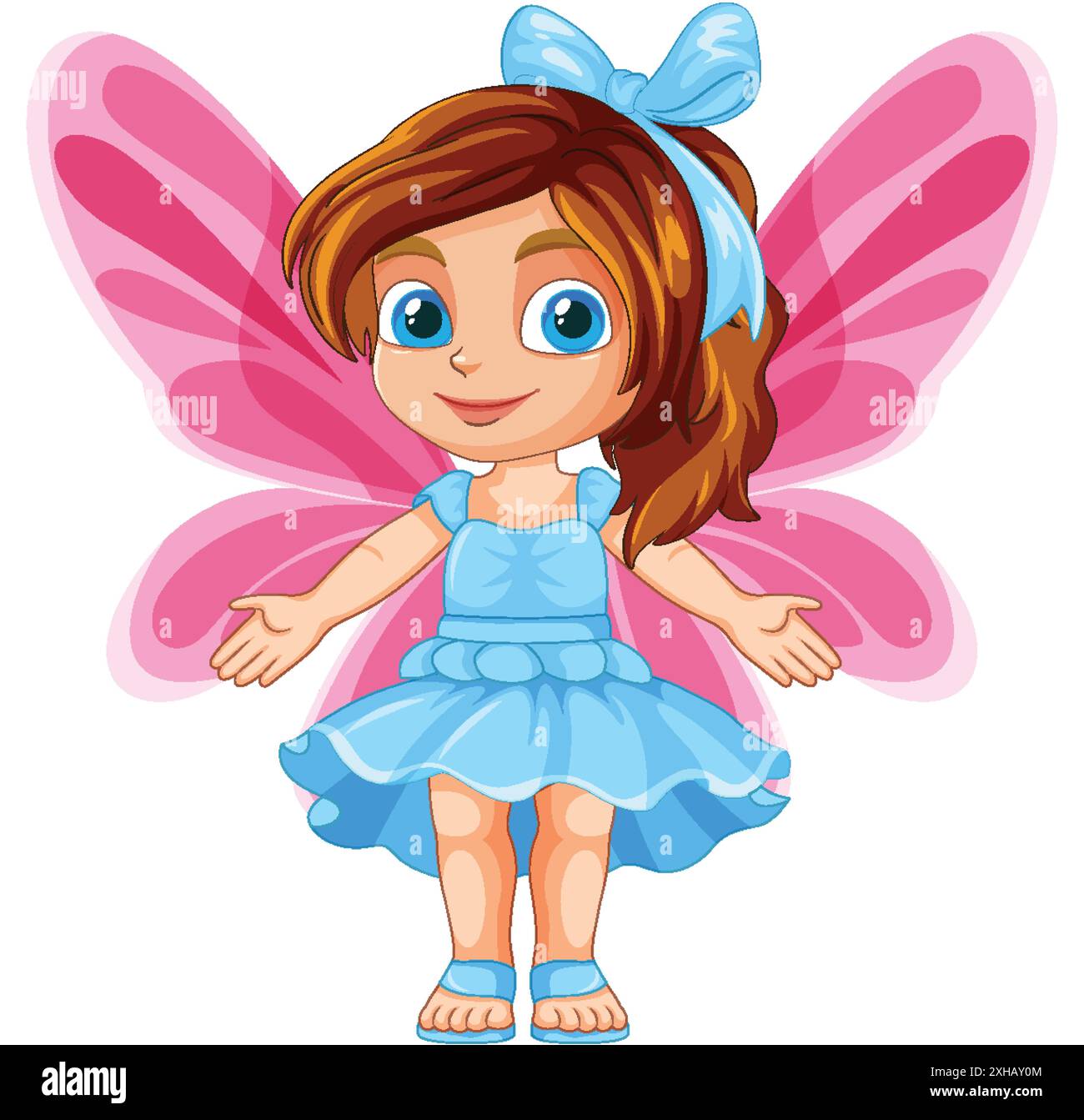 Smiling fairy in blue dress with pink wings Stock Vector Image & Art ...