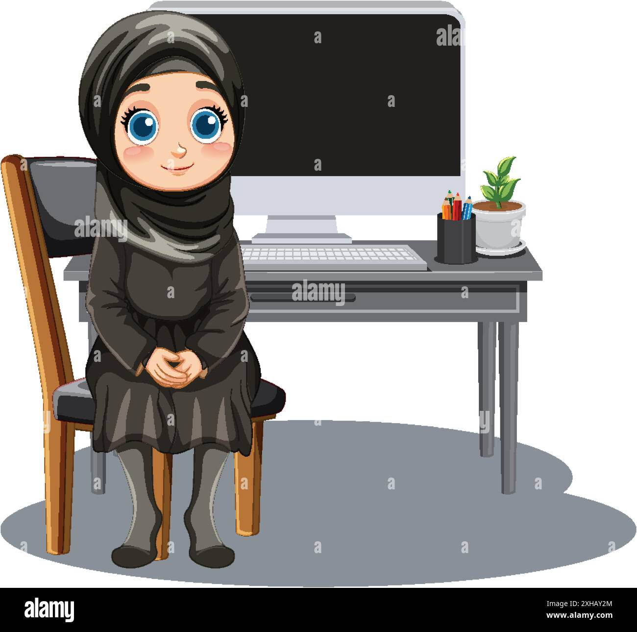 Muslim female worker sitting Stock Vector Images - Alamy