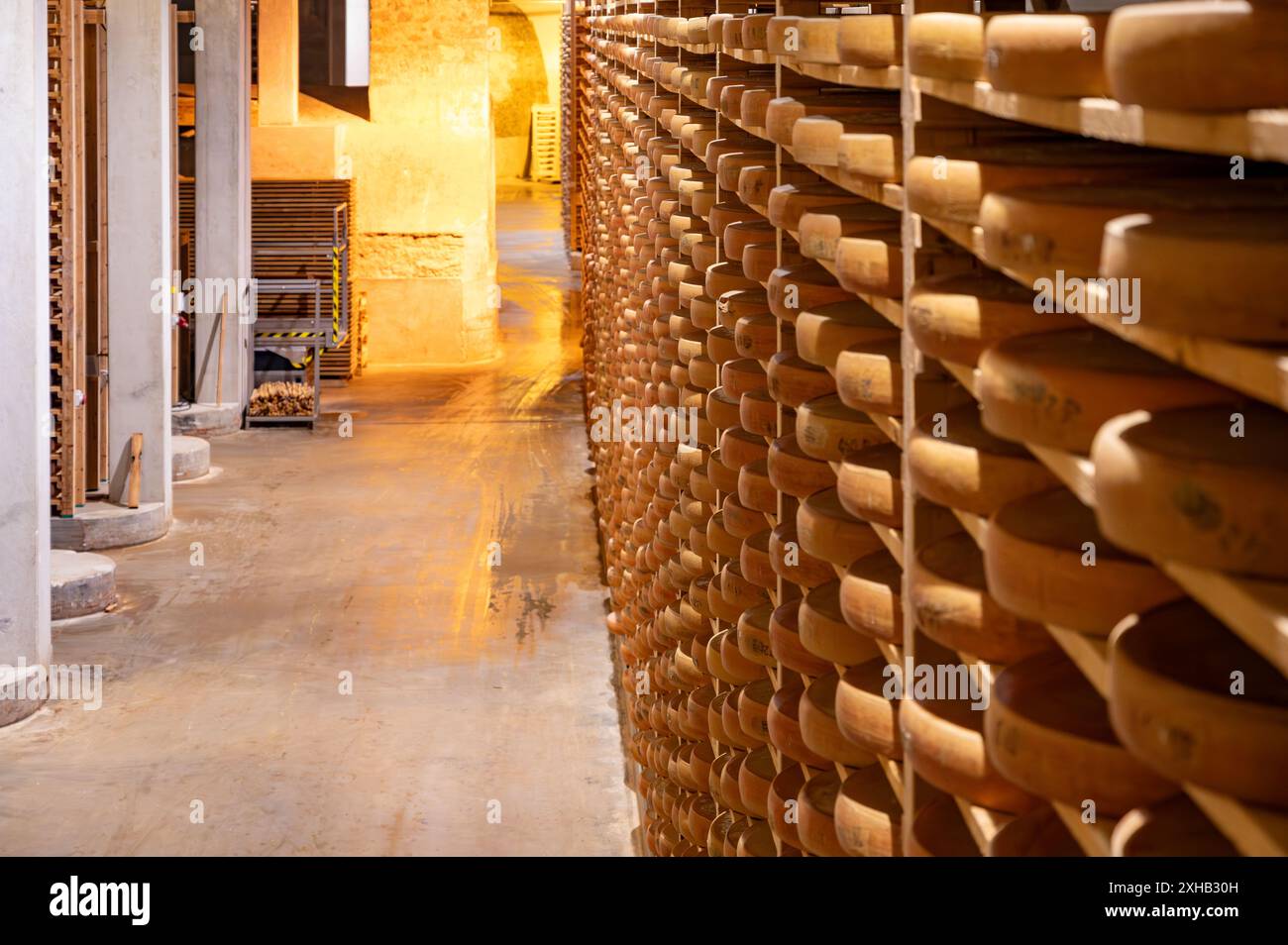 Aging rooms with many shelves in cheese caves, central location for ...