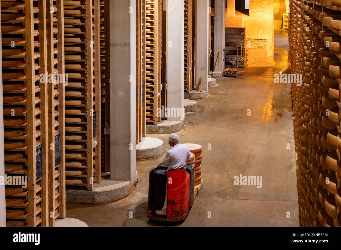 Aging rooms with many shelves in cheese caves, central location for ...