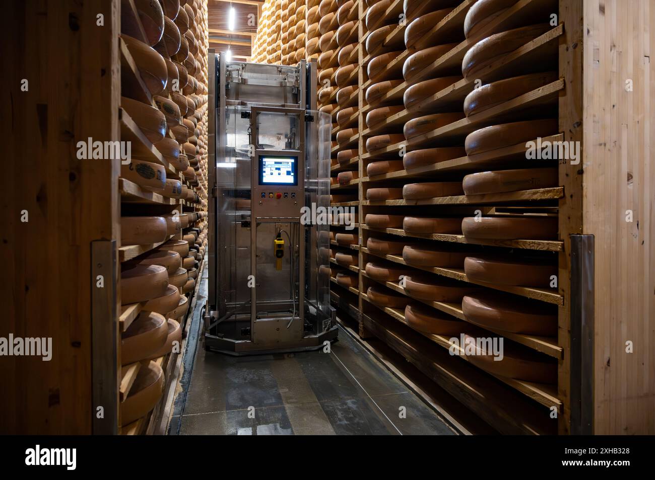 Aging rooms with many shelves in cheese caves, central location for ...