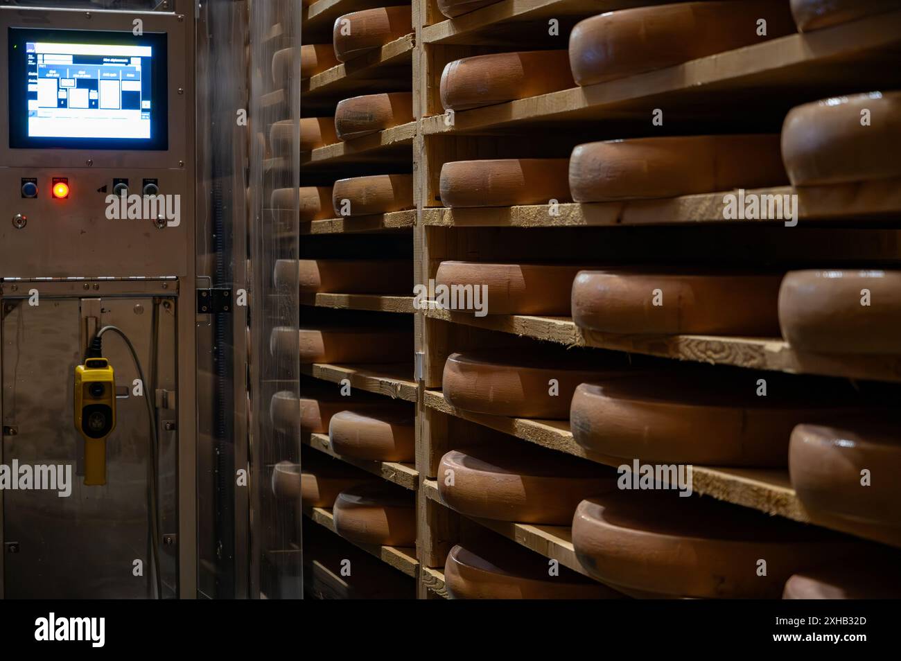 Aging rooms with many shelves in cheese caves, central location for ...