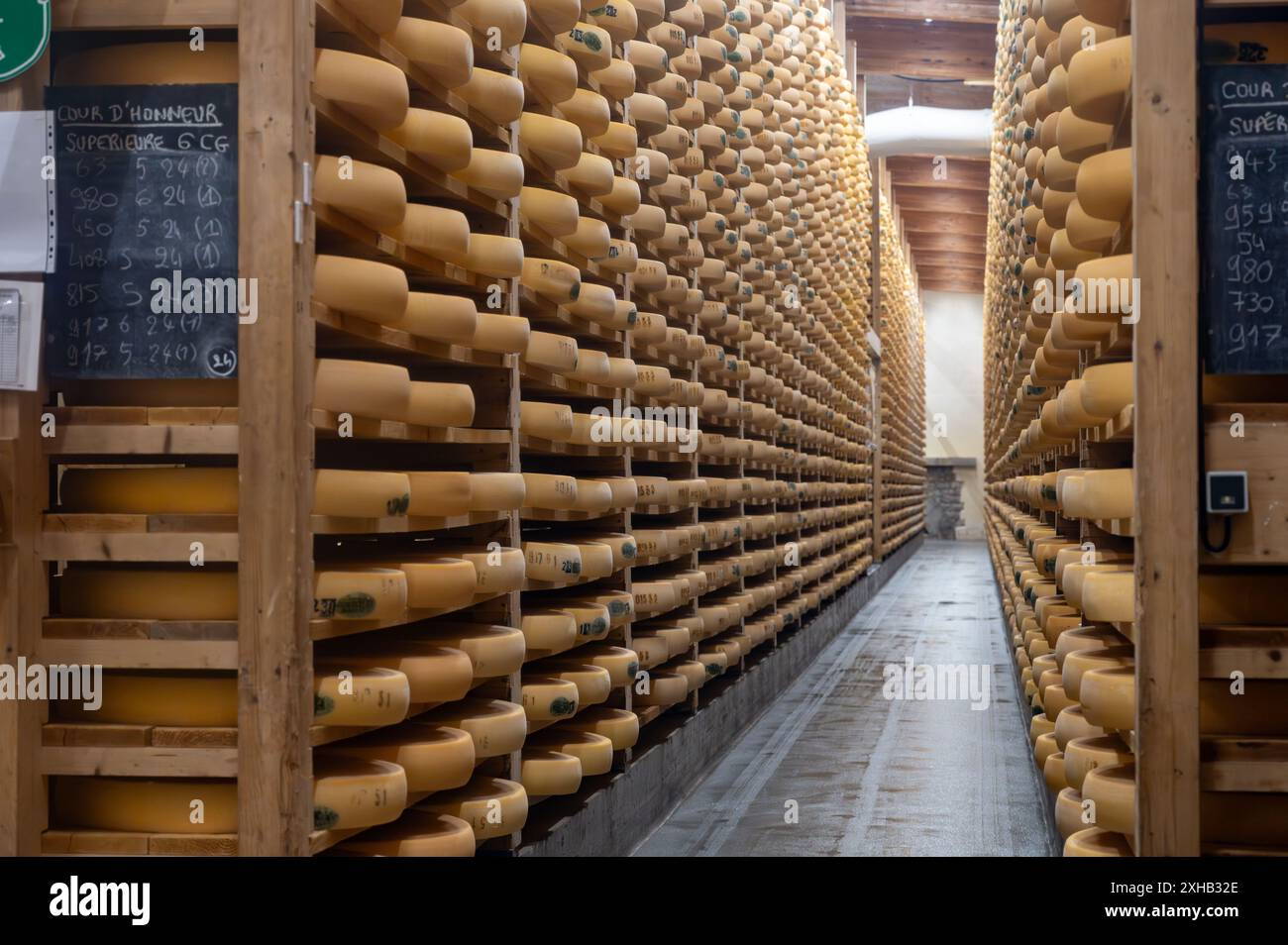 Aging rooms with many shelves in cheese caves, central location for ...