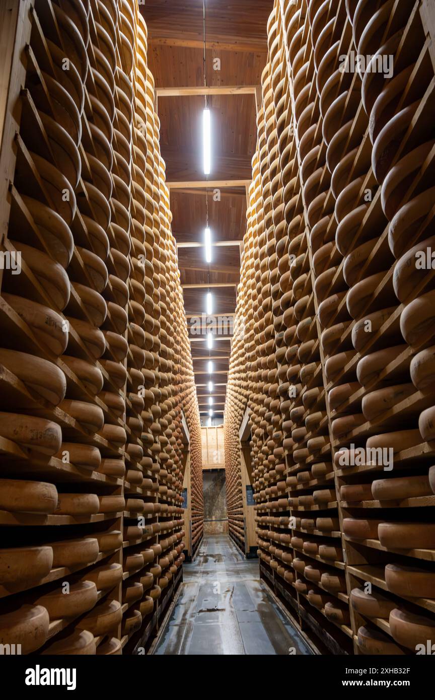 Aging rooms with many shelves in cheese caves, central location for ...