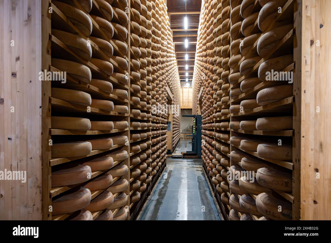 Aging rooms with many shelves in cheese caves, central location for ...