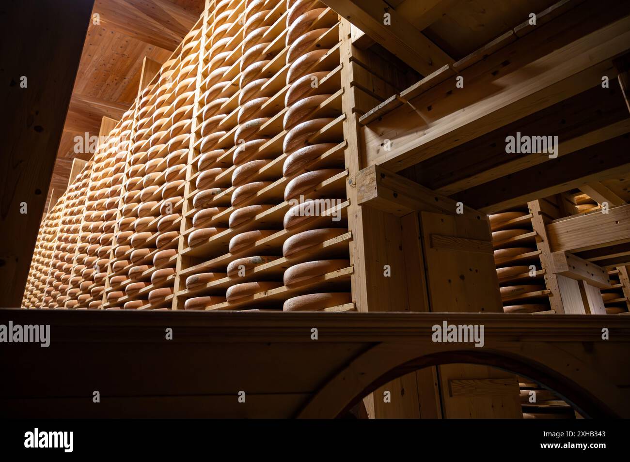 Aging rooms with many shelves in cheese caves, central location for ...