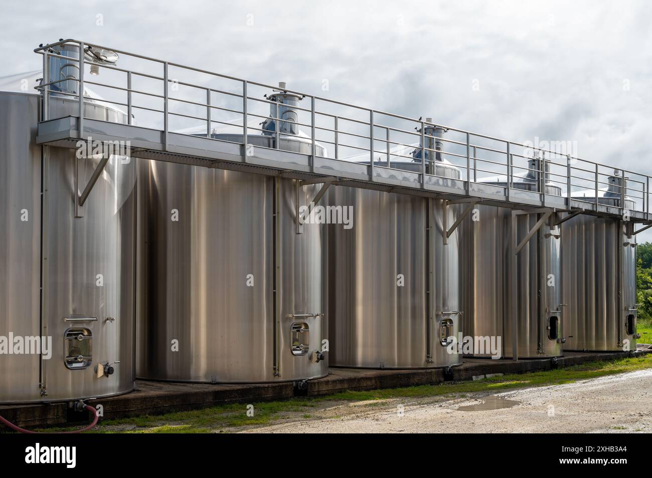 Works at cognac spirit distillery in Cognac white wine region, Charente ...