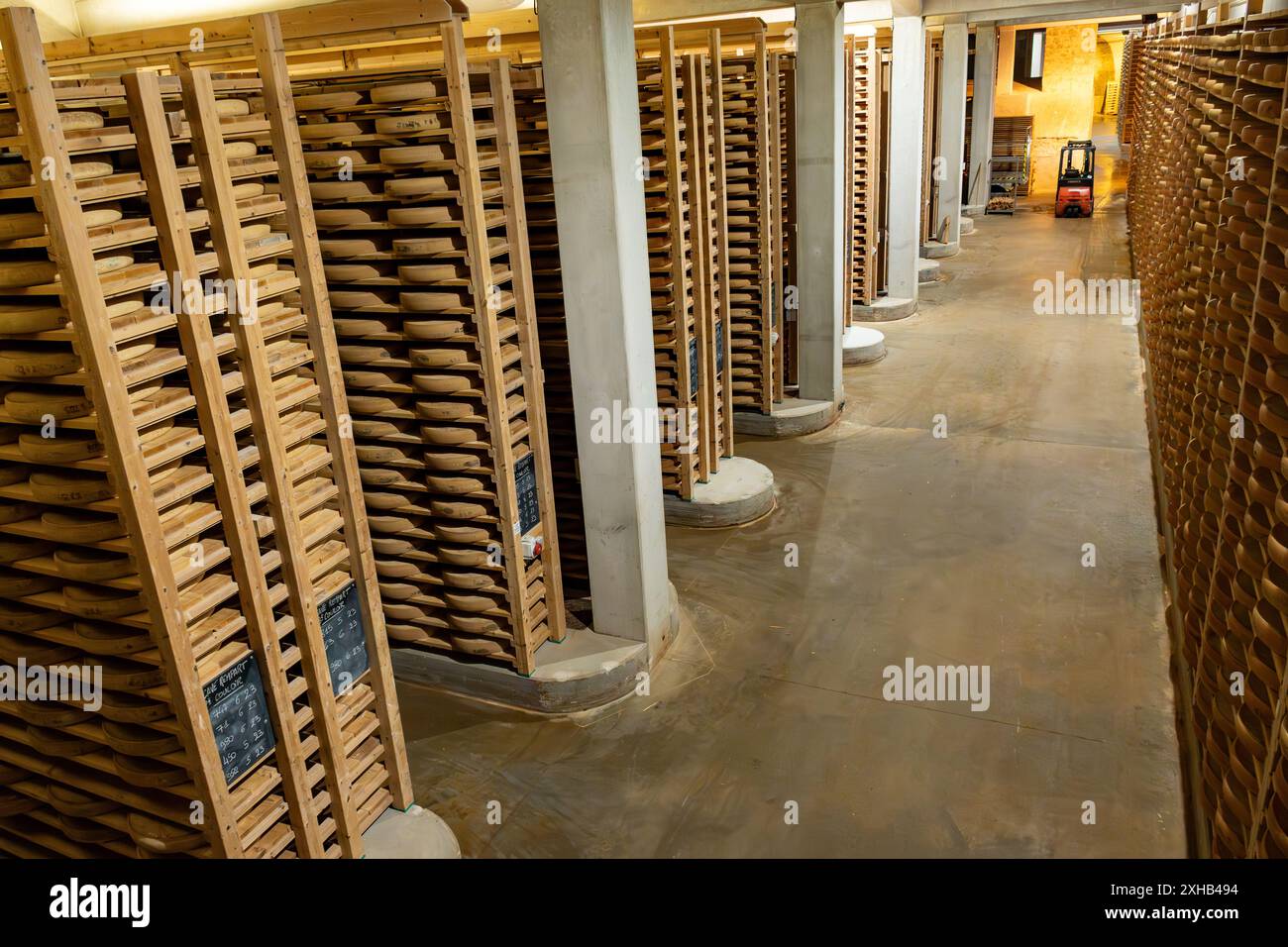 Aging rooms with many shelves in cheese caves, central location for ...