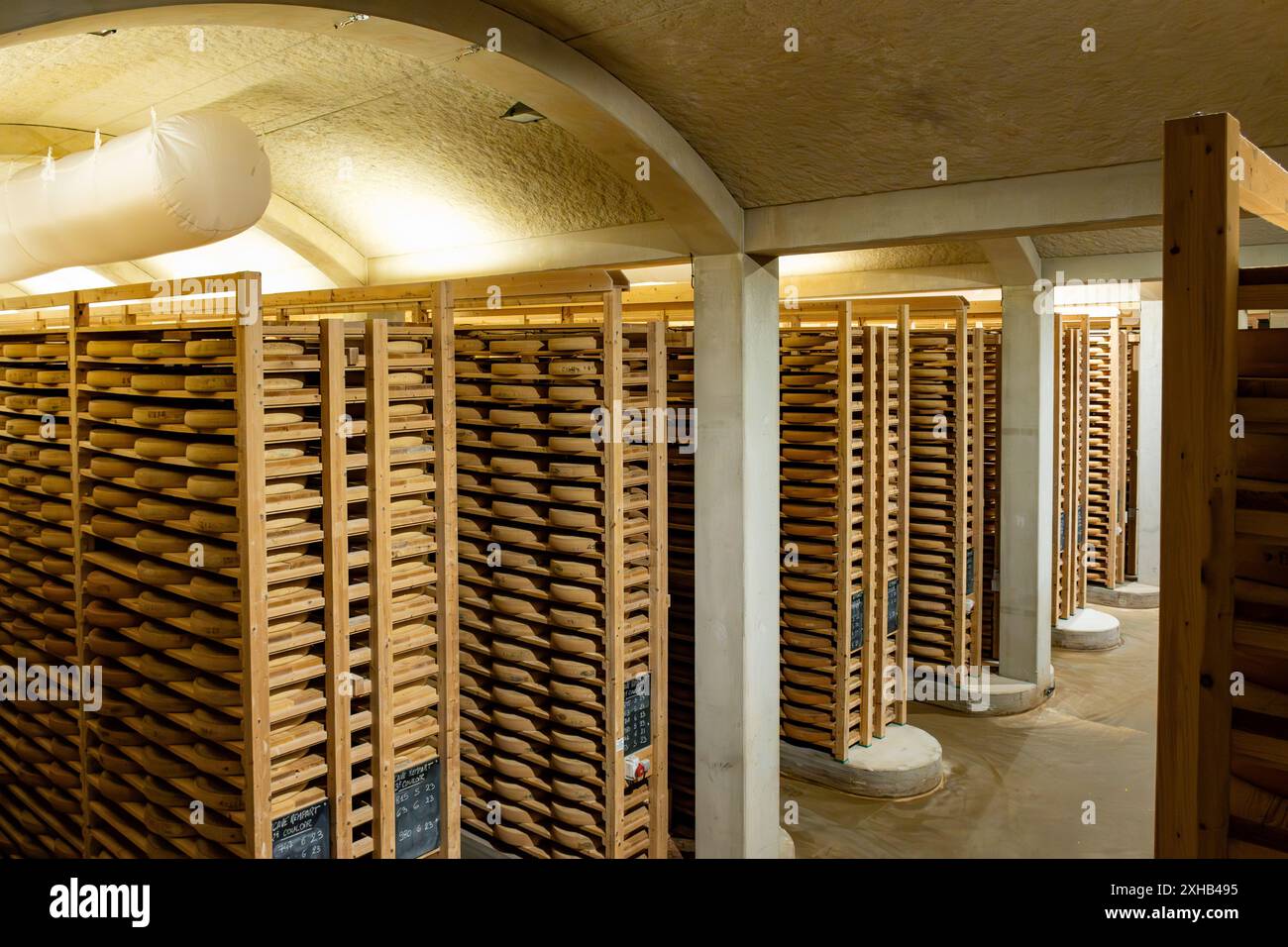 Aging rooms with many shelves in cheese caves, central location for ...