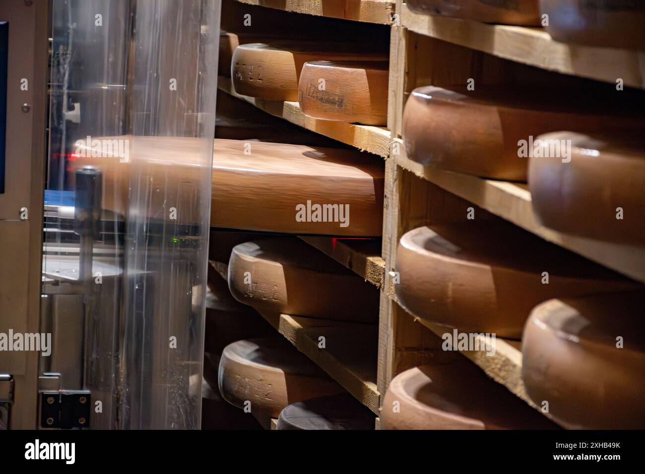 Aging rooms with many shelves in cheese caves, central location for ...