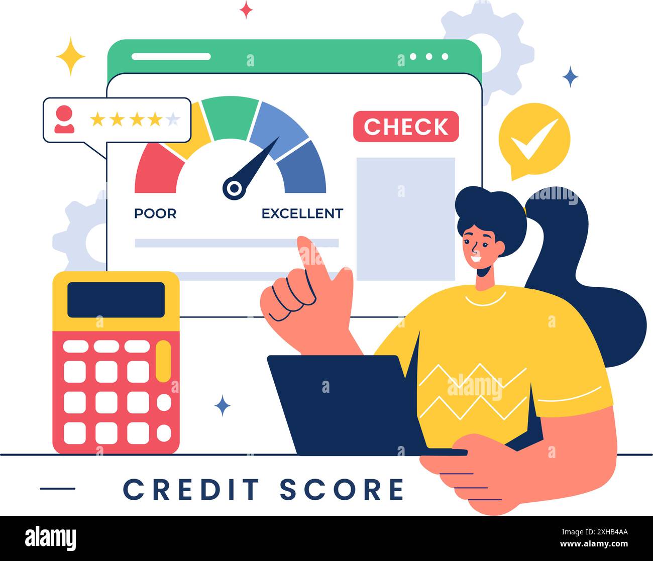 Credit Score Vector Illustration with Loan Arrow Gauge Speedometer ...