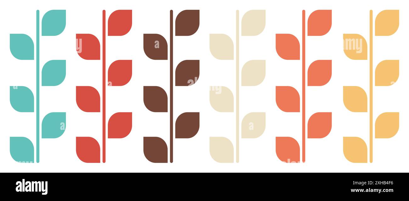 6 Colored Abstract Plant Stems With Leaves Stock Photo - Alamy