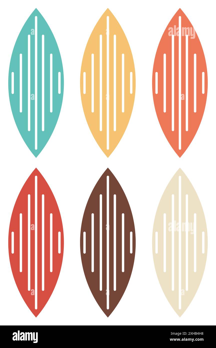 6 Colored Leaf Shape Illustrations Stock Photo - Alamy